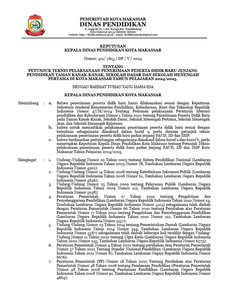 Juknis PPDB 2024 Fix | PDF