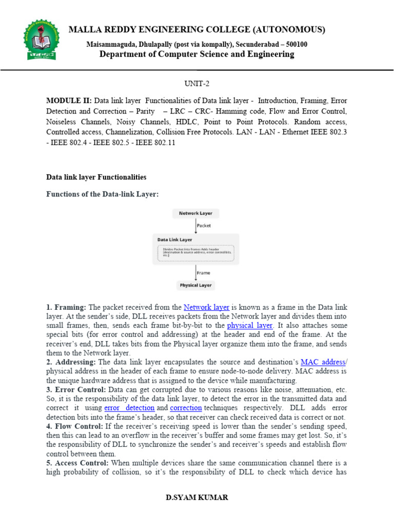 CN Unit 2 | PDF | Error Detection And Correction | Transmission Control Protocol
