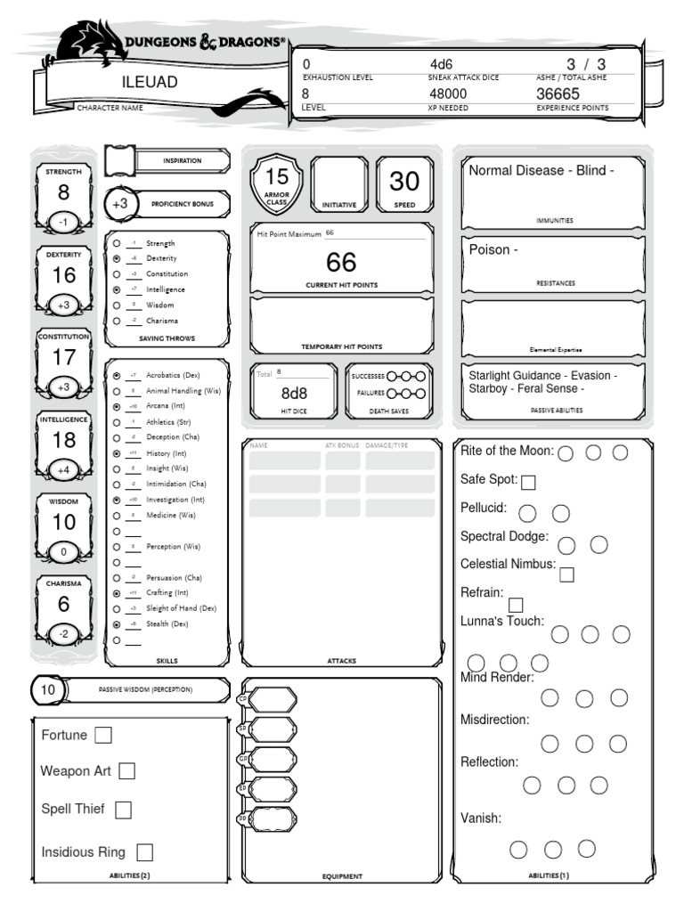 New Character Sheet | PDF | Gaming | Role Playing Video Games