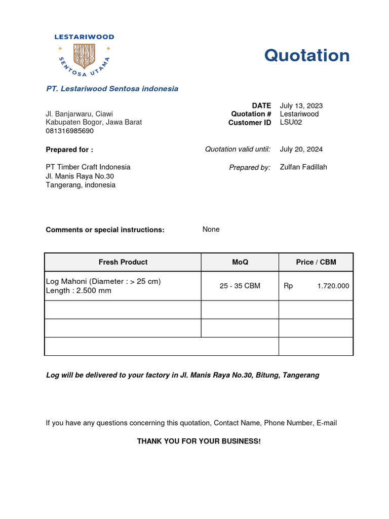 Quotation Log TCI | PDF