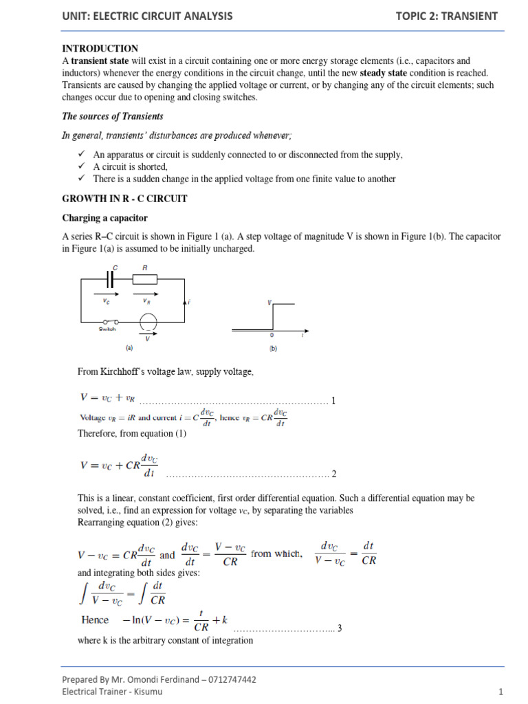 TRANSIENTS | PDF | Electrical Network | Capacitor