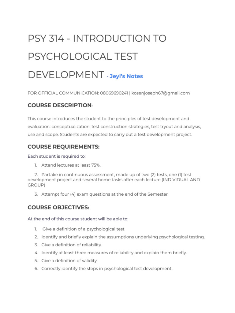 314 - Introduction To Psychological Test Development | PDF | Cronbach's ...