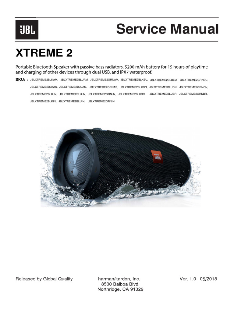 JBL+Xtreme+2+-+Service+Manual+V1.0 | PDF | Electrical Engineering ...