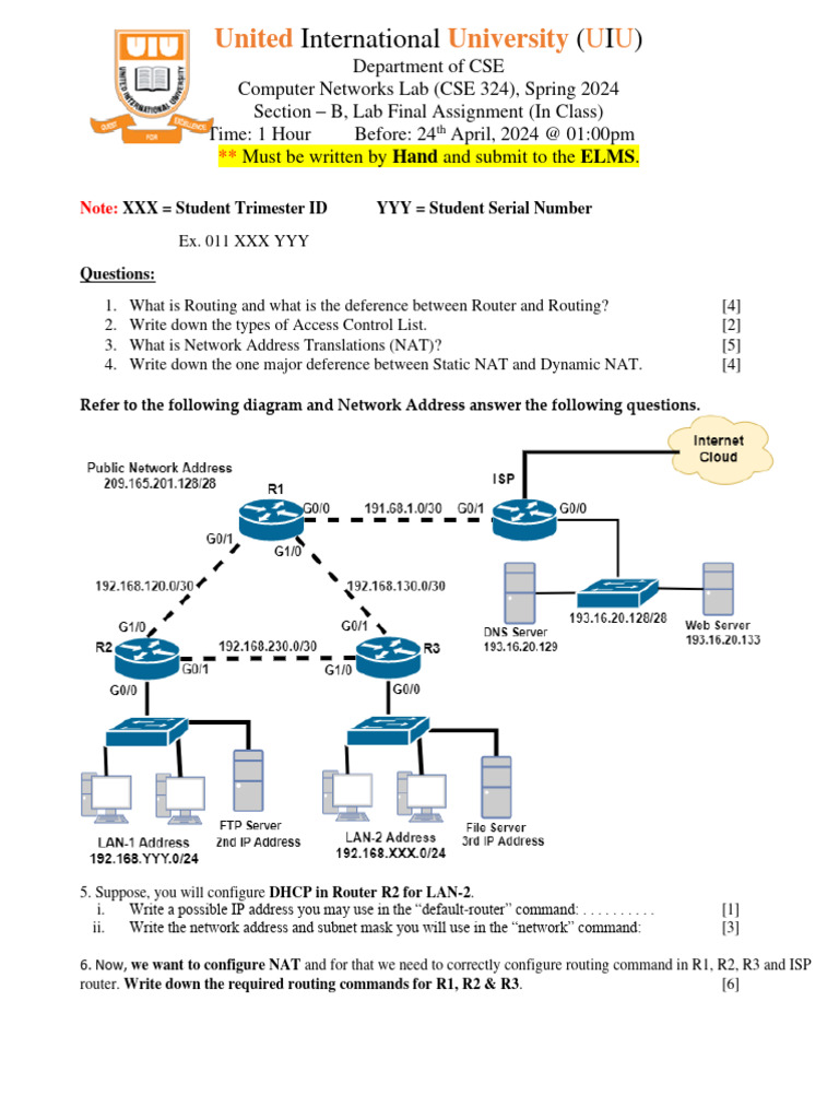 CN Lab Final Assignment Sec B | PDF | Ip Address | Router (Computing)