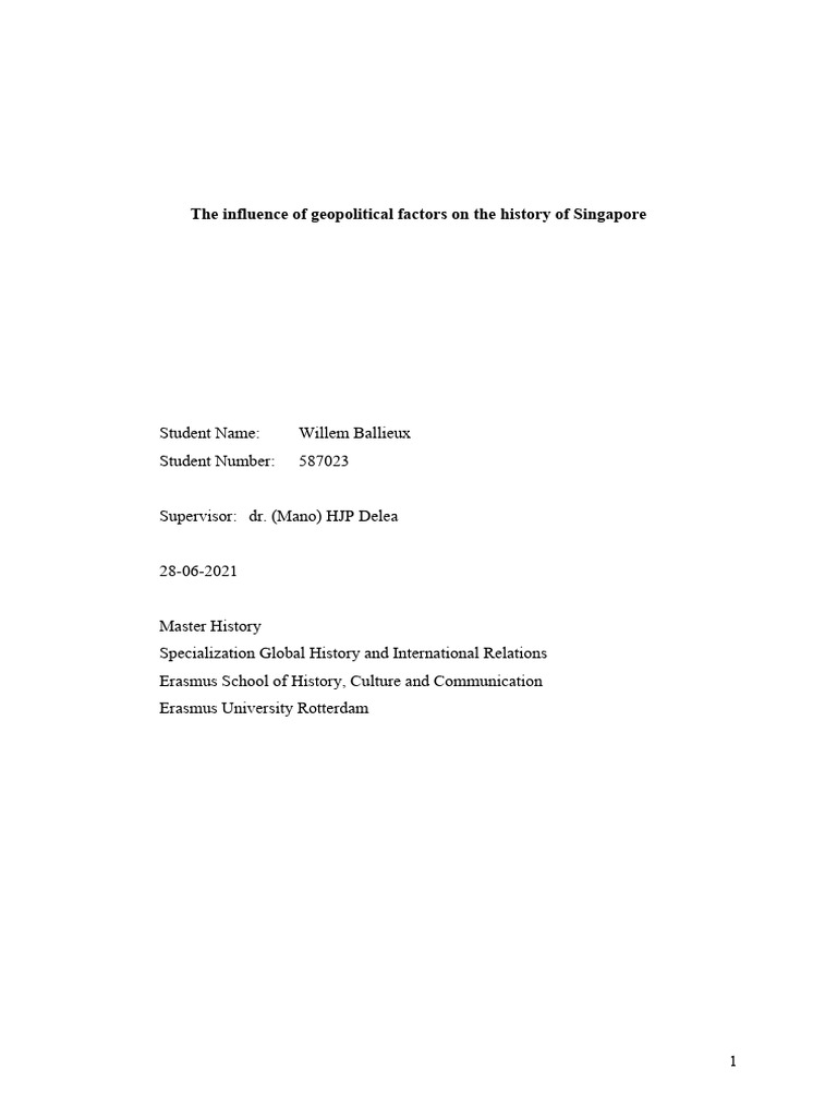 The Influence of Geopolitical Factors On The History of Singapore | PDF | Singapore | World Politics