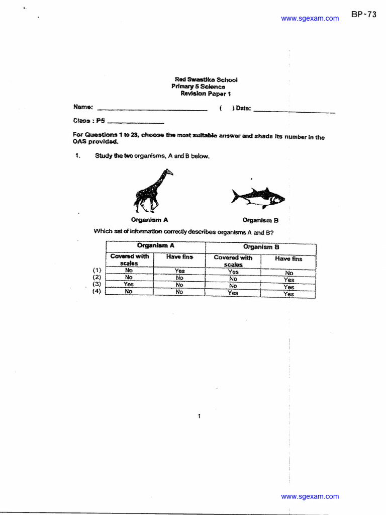 2022-P5-Science-Weighted Assessment 1-Red Swastika | PDF
