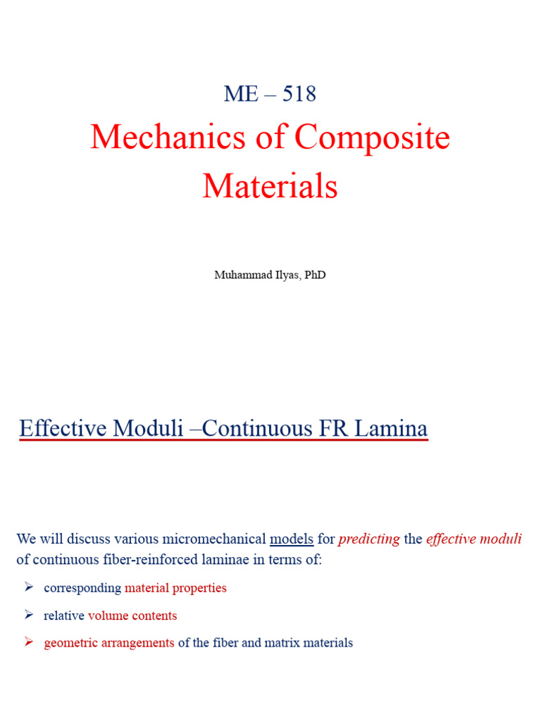 ME518-Part4 Eff Mod Cont FR Lamina | PDF | Composite Material | Stress ...