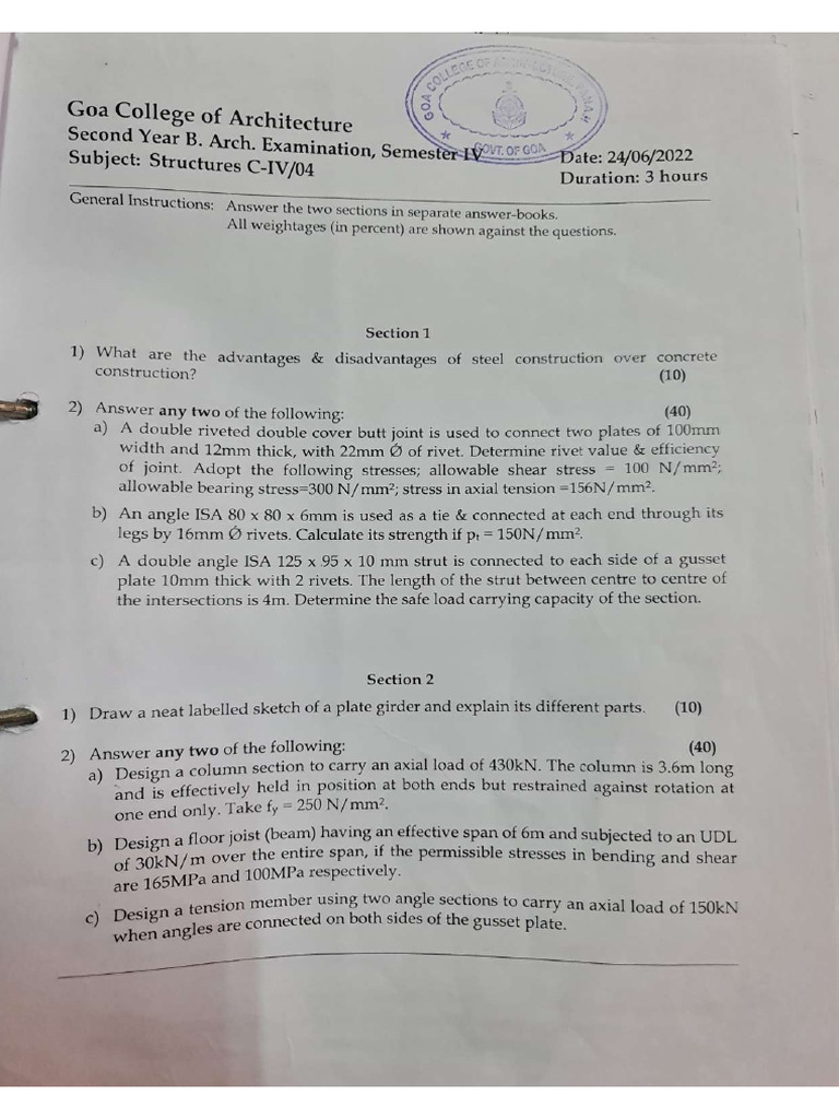 Structures Sem IV - QPs | PDF