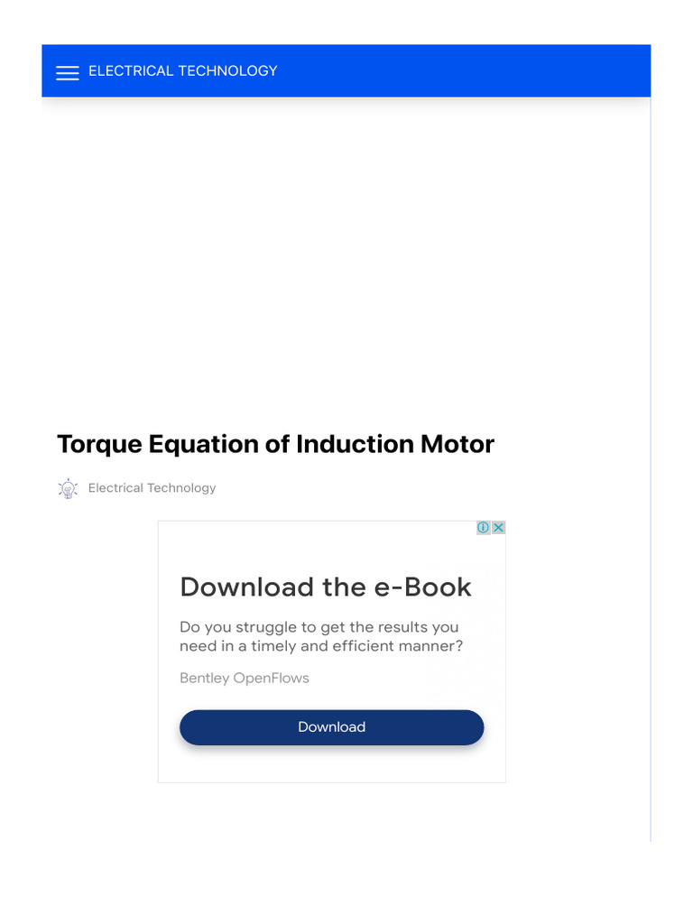 Torque Equation of Induction Motor - Electrical Technology | PDF | Electric Motor ...