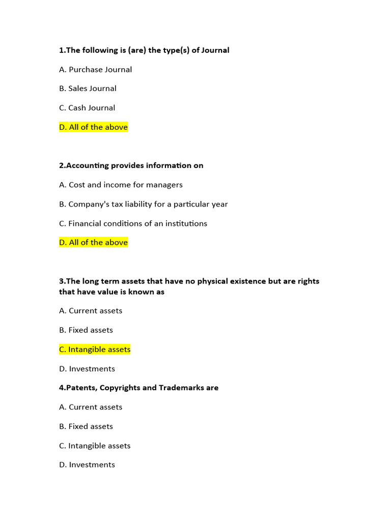 Basic Accounting MCQs... | PDF | Debits And Credits | Balance Sheet