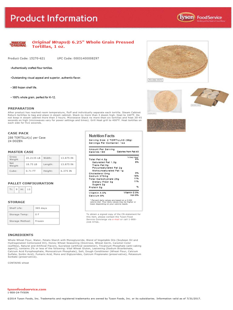 Tortillas - Soft - Whole Grain Pressed | PDF | Fat | Whole Grain