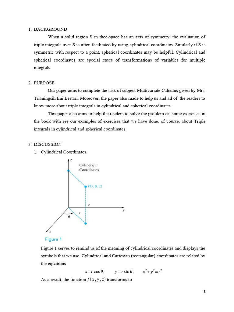 Triple integrals in cylindrical and spherical coordinates | PDF ... Triple integrals in cylindrical and spherical coordinates | PDF ...