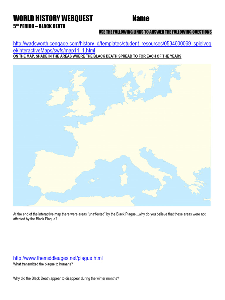 BASIC Black Death Webquest | PDF | Black Death | Epidemiology
