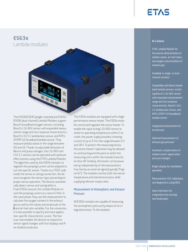 Etas Es63x Flyer en 20210720 | PDF | Sensor | Computer Engineering