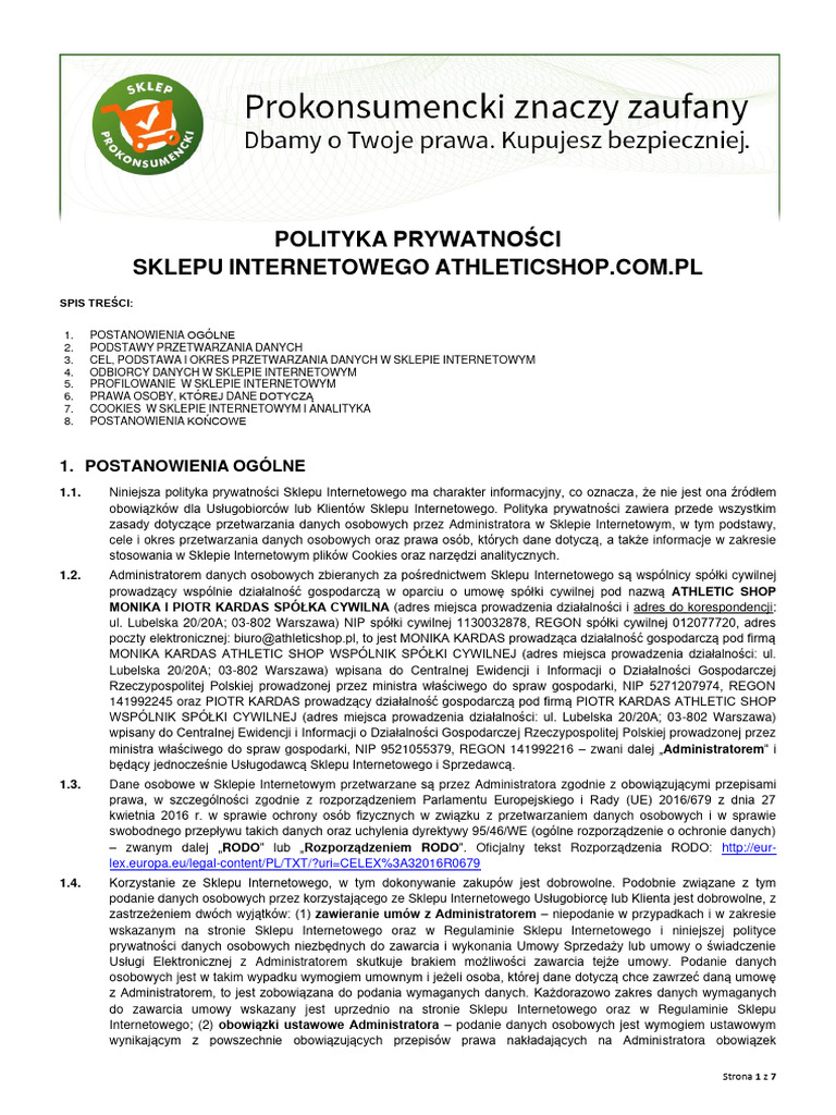 Politykaprywatnosci (Rodo) (1) 1 | PDF