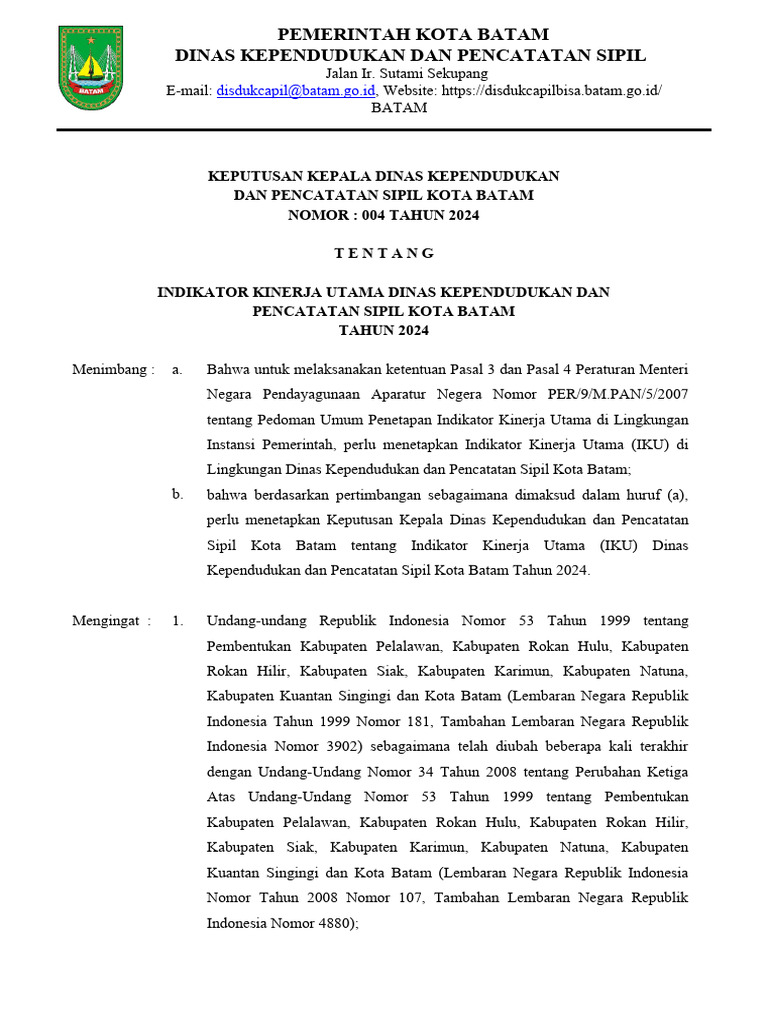 SK Iku 2024 | PDF | Pengelolaan Keuangan & Uang