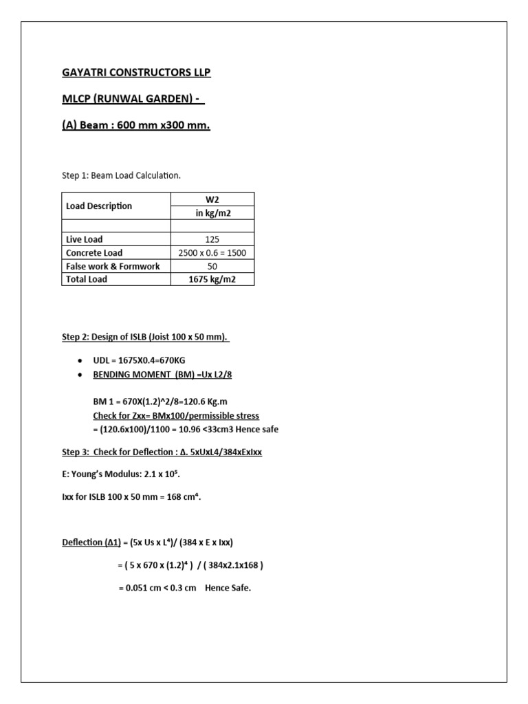 Shuttering Design Calculation for Slab | PDF | Structural Engineering ...