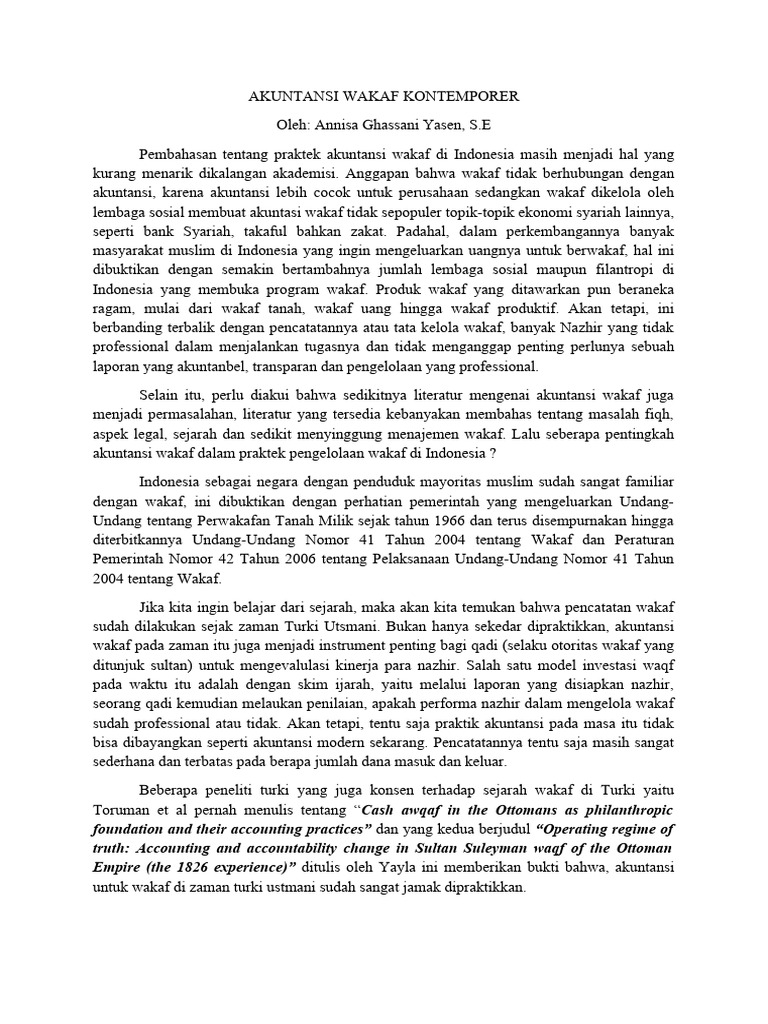 Akuntansi Wakaf Kontemporer | PDF