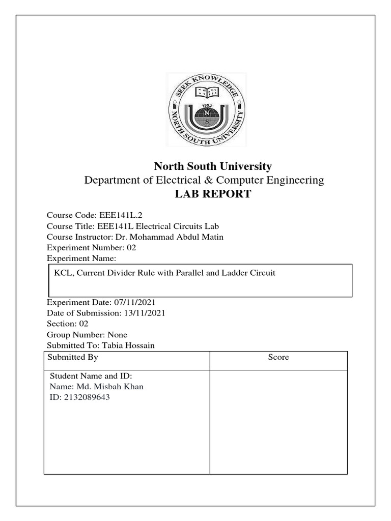 Lab-2 Report | PDF | Series And Parallel Circuits | Electrical Network Lab-2 Report | PDF | Series And Parallel Circuits | Electrical Network