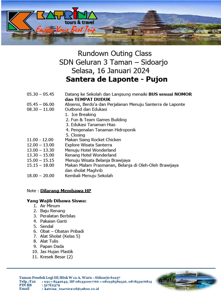 Rundown Dan Nomor Bus ODL KELAS 2B Dan 5C | PDF