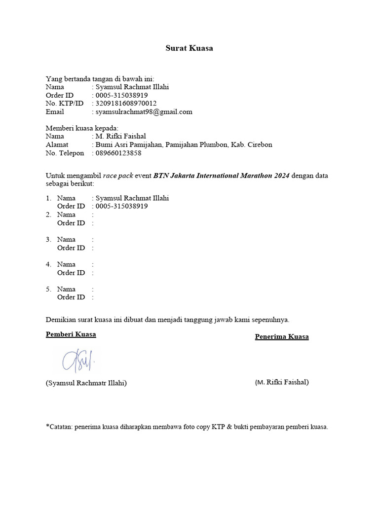 Surat Kuasa BTN Jakim 2024 | PDF | Pengelolaan Keuangan & Uang | Hukum