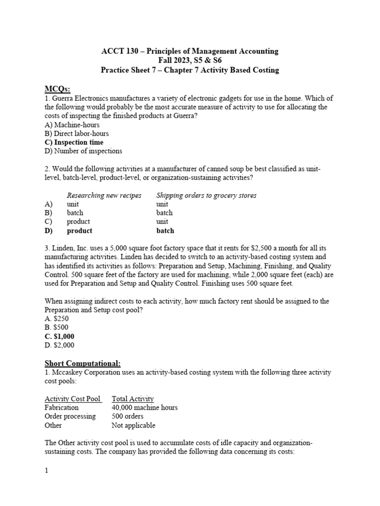 Practice Sheet 6 - CH7 Solution | PDF | Economies | Production And Manufacturing