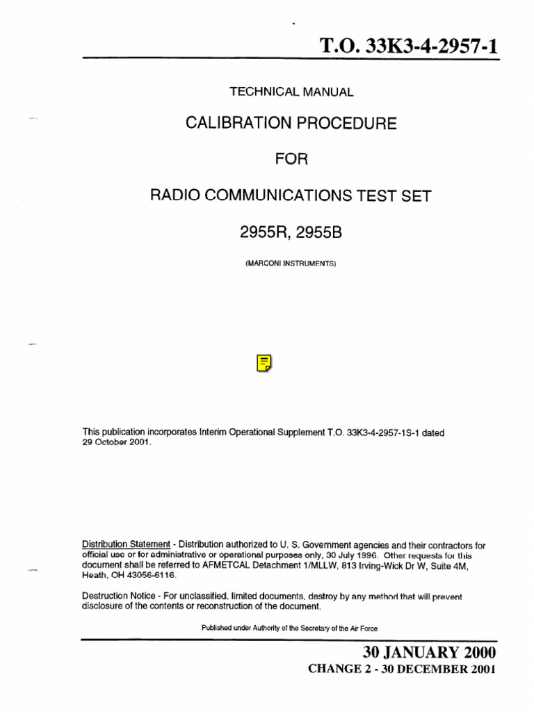 Marconi 2955B Calibration Manual | PDF | Bandwidth (Signal Processing) | Computer Engineering