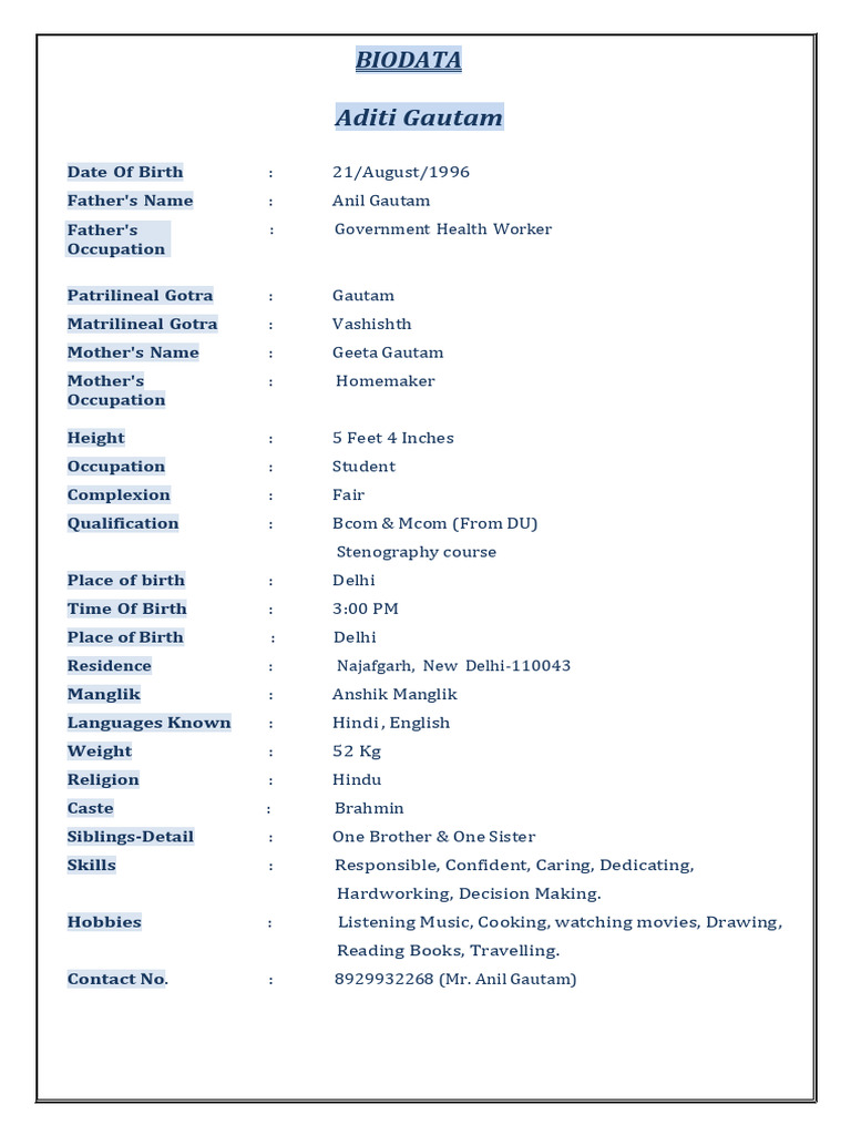 Aditi Gautam: Profile Overview | PDF | Wellness