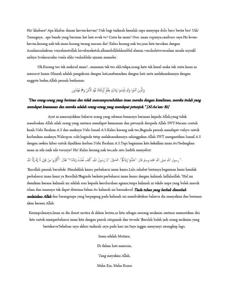 Contoh Mimbar Daie:iman | PDF | Agama & Spiritualitas