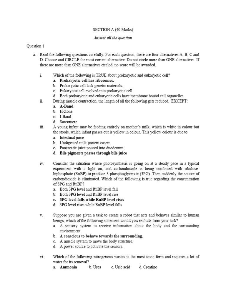 Model Ans Trial12 | PDF | Genetic Code | Cellular Respiration