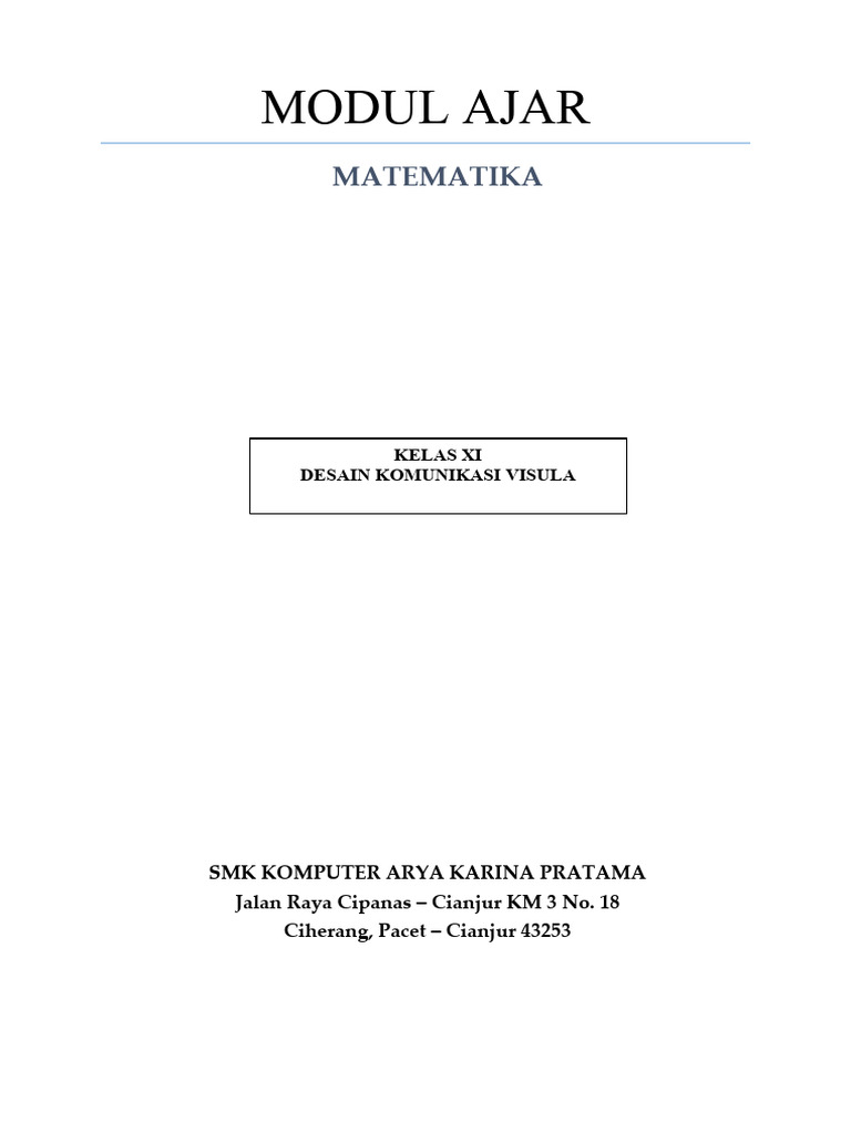 Modul Ajar Matriks Kelas Xi | PDF | Seni | Sains & Matematika