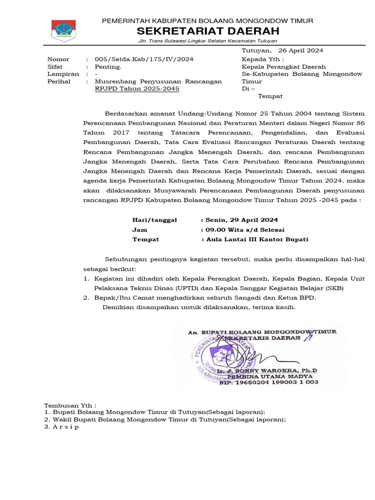 Surat Untuk SKPD | PDF
