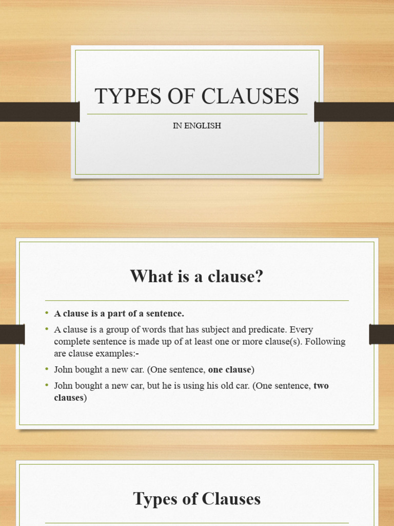 Types of Clauses | PDF | Clause | Sentence (Linguistics)