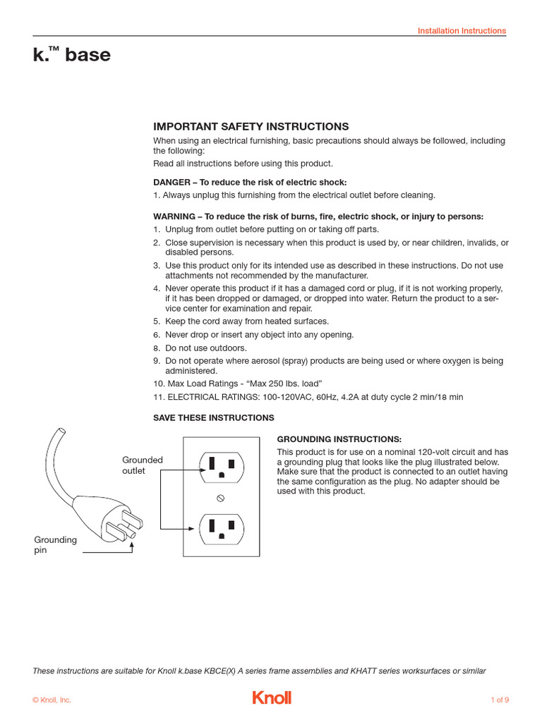 FINAL k Base InstallationInstructions 200403 | PDF | Screw | Electrical Connector