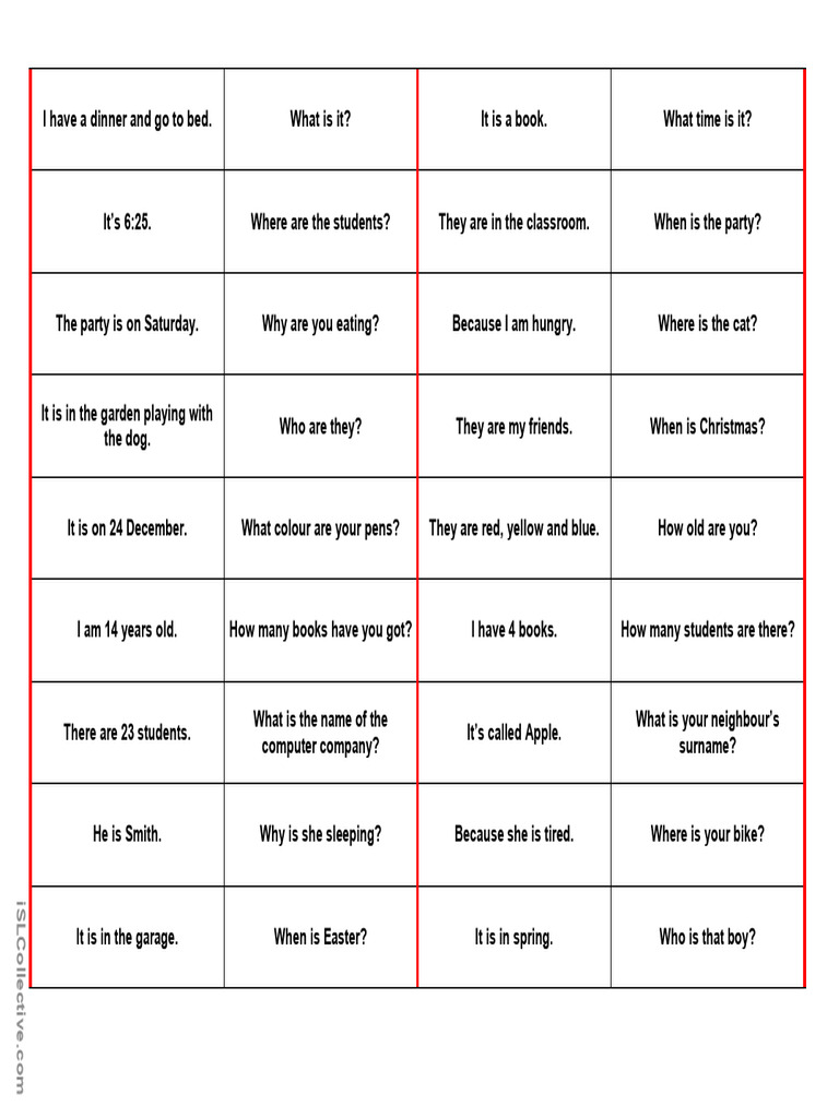 Question Words - Domino Game | PDF | Language Arts & Discipline | Self ...