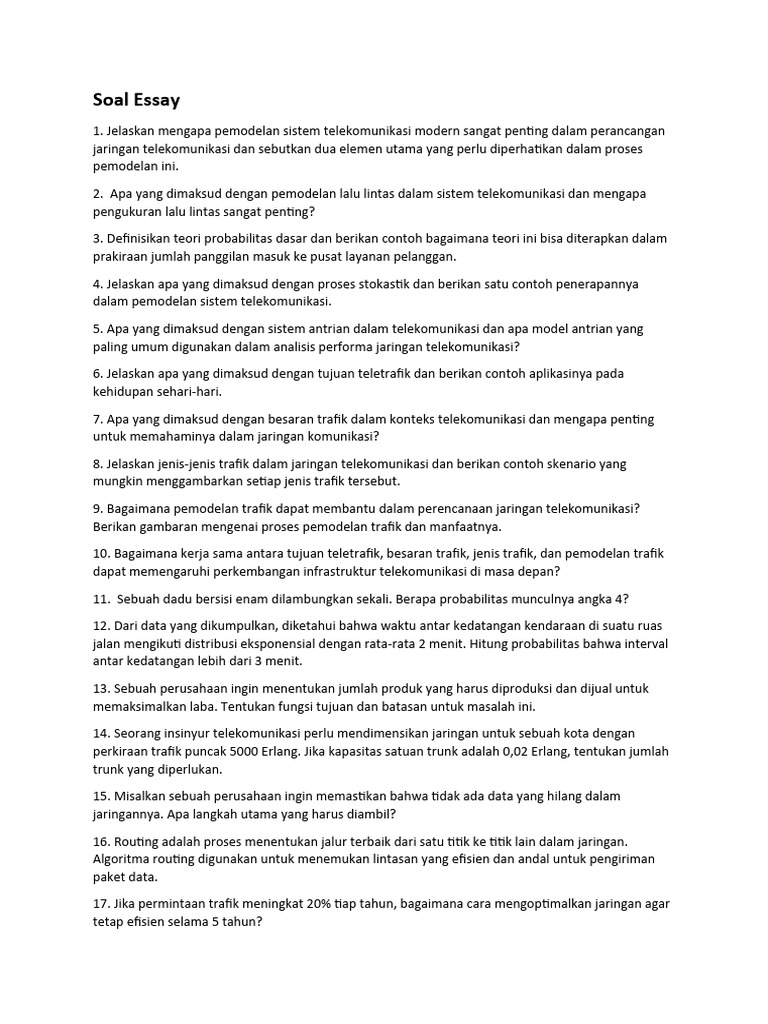 Soal Rekayasa Trafik - TJ | PDF | Bisnis | Komputer