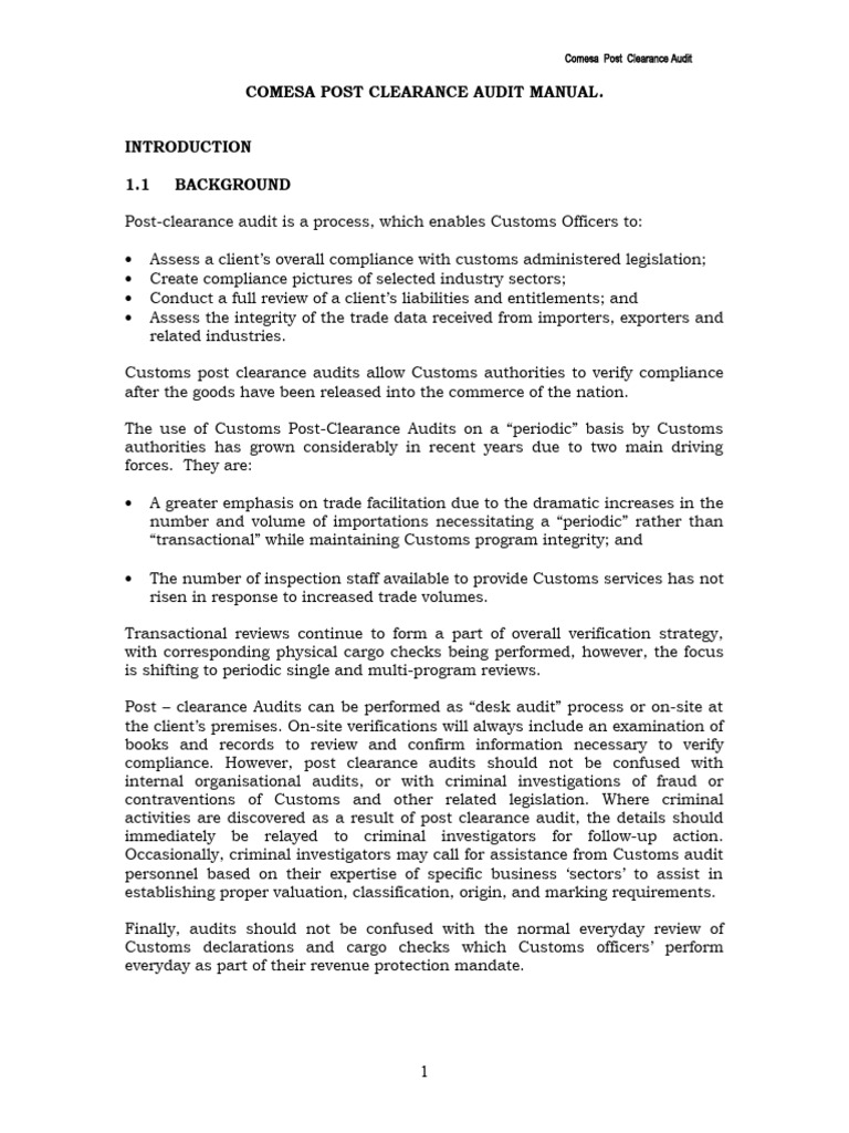 Comesa Pca Manual | PDF | Audit | Internal Control