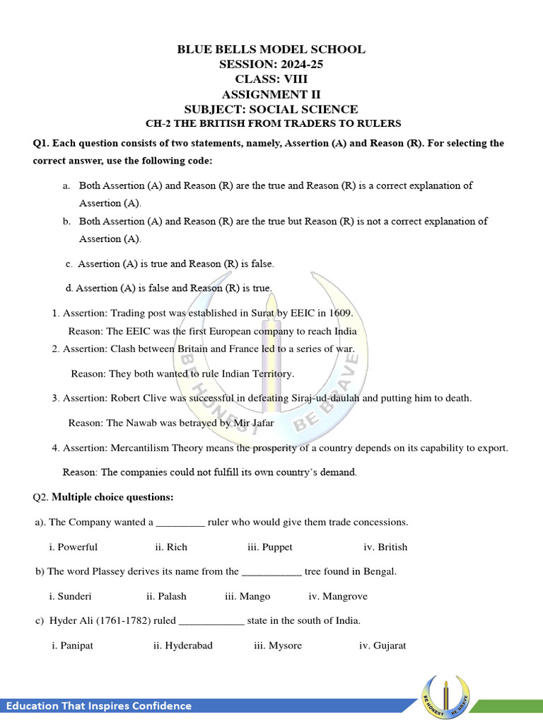 The Britishers From Traders To Rulers AssignmentII | PDF