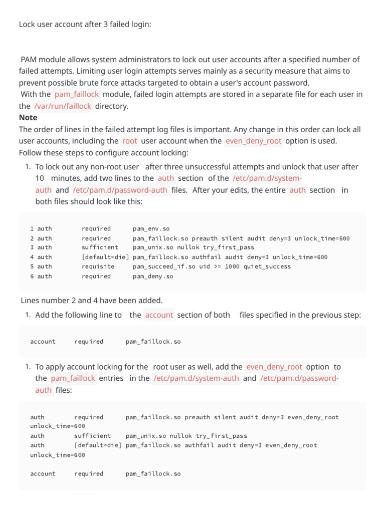 Lock User Account After 3 Failed Logins | PDF | Login | Password