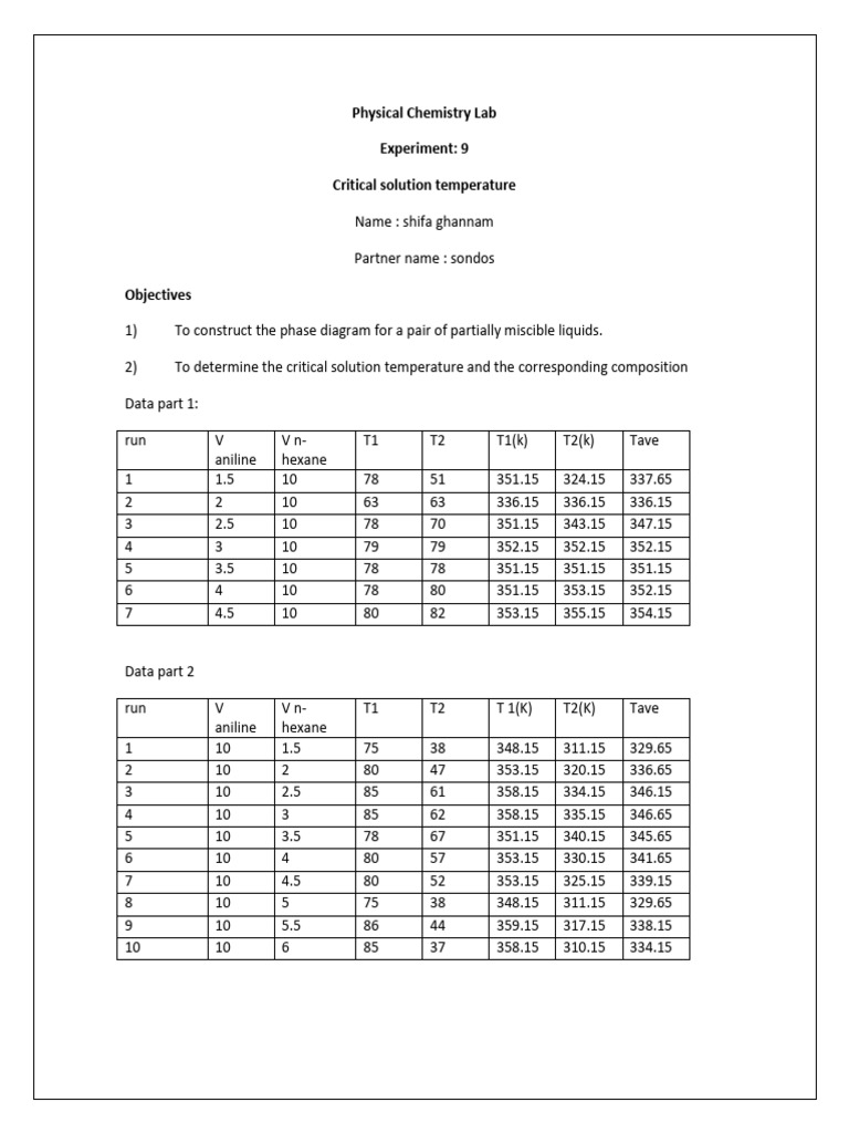 Physical Chemistry Lab Exp9 F | PDF | Phase (Matter) | Temperature