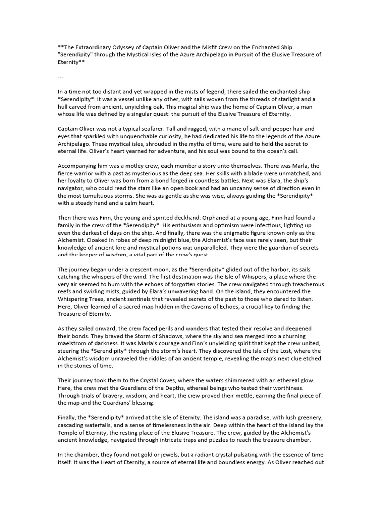 The Extraordinary Odyssey of Captain Oliver and The Misfit Crew On The ...