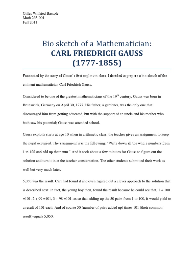 Carl Friedrich Gauss by GWB | PDF | Geometry | Teaching Mathematics