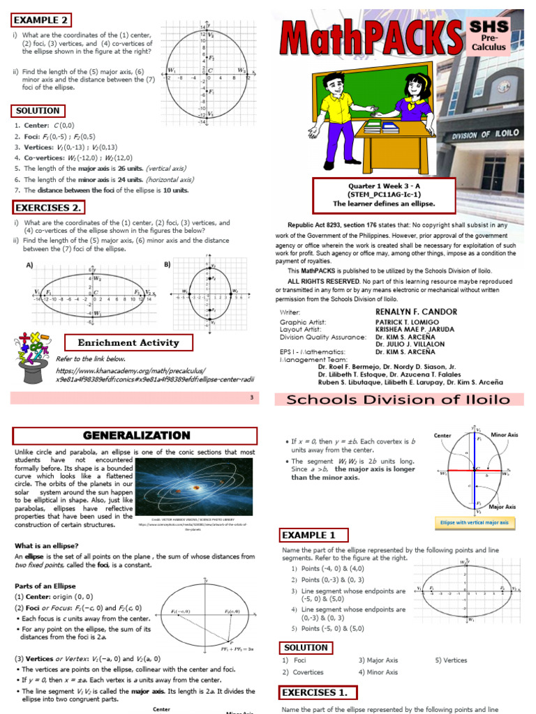Math11 - Pre-Cal - Q1Wk3-ABC-final Wak | PDF | Ellipse | Euclidean Geometry