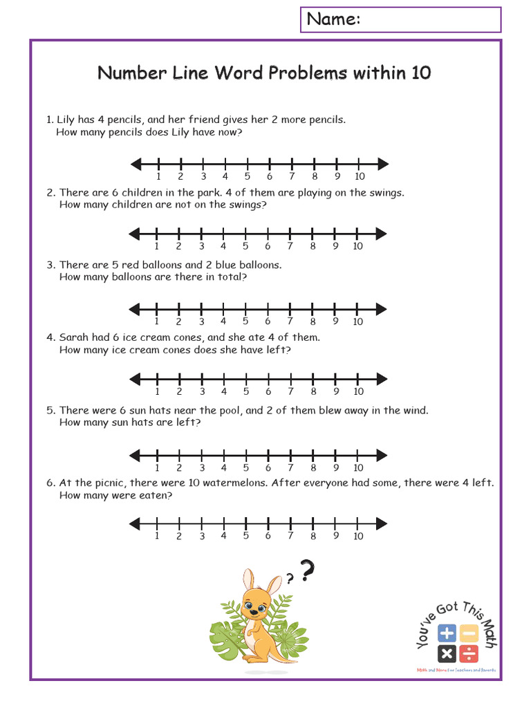 Number Line Word Problems for Kids | PDF | Cooking, Food & Wine ...