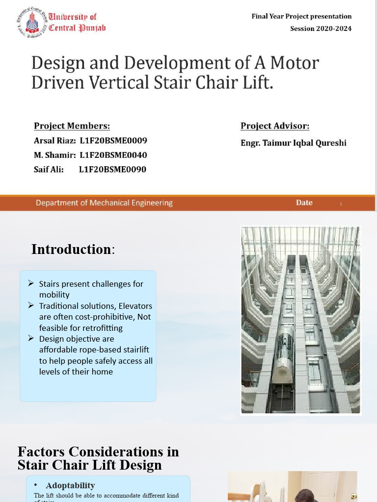 Introduction To Stair Chair Lift Design | PDF | Elevator | Mechanical ...