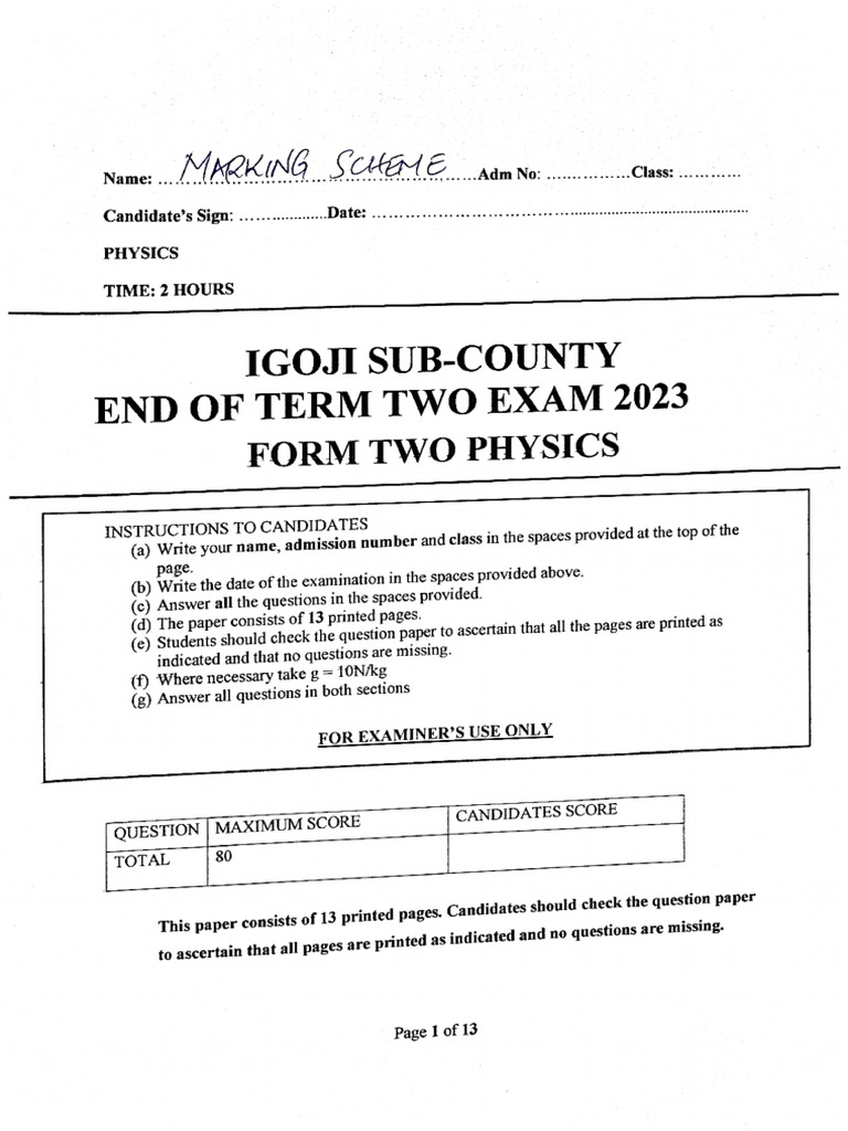 Form 2 Physics Ms | PDF