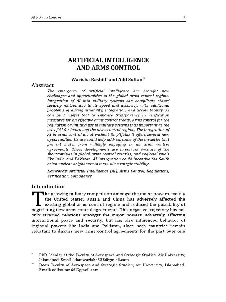 Artificial Intelligence Arms Control | PDF | Treaty On The Non ...