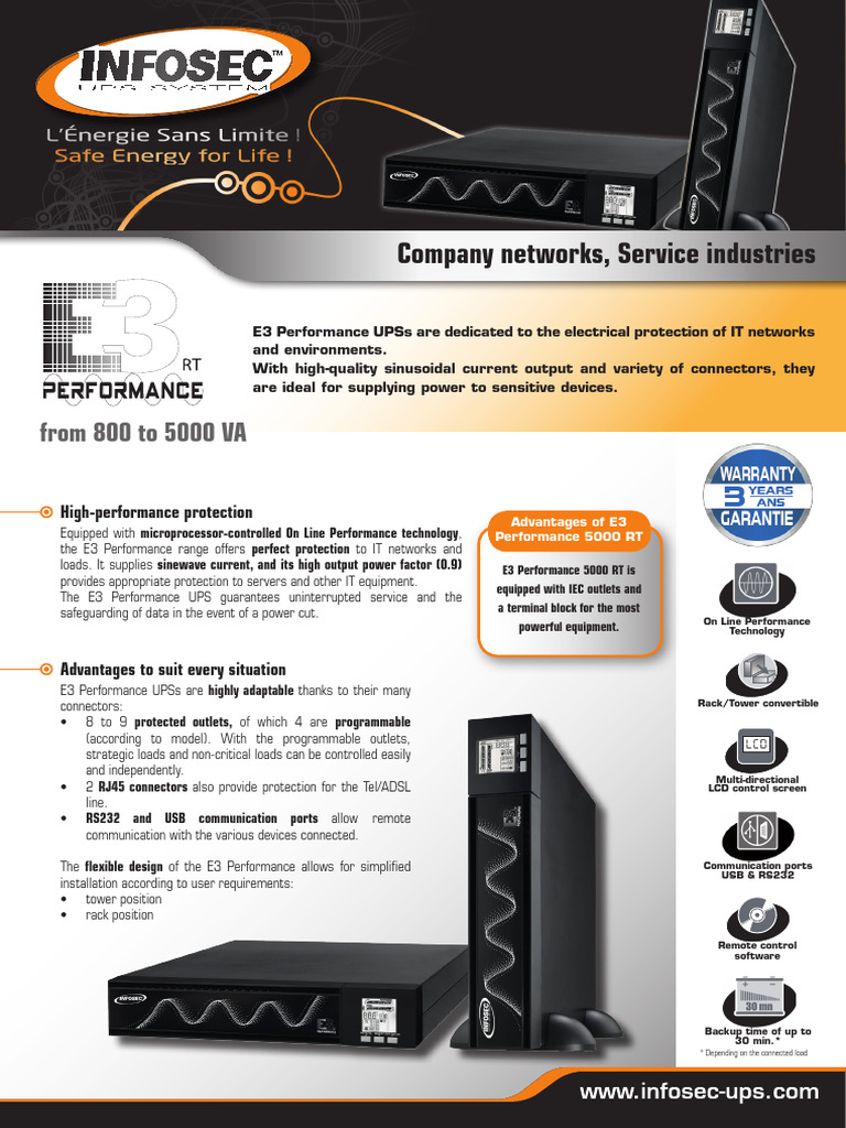 E3 Performance UPS: High-Quality Power Protection | PDF | Alternating ...