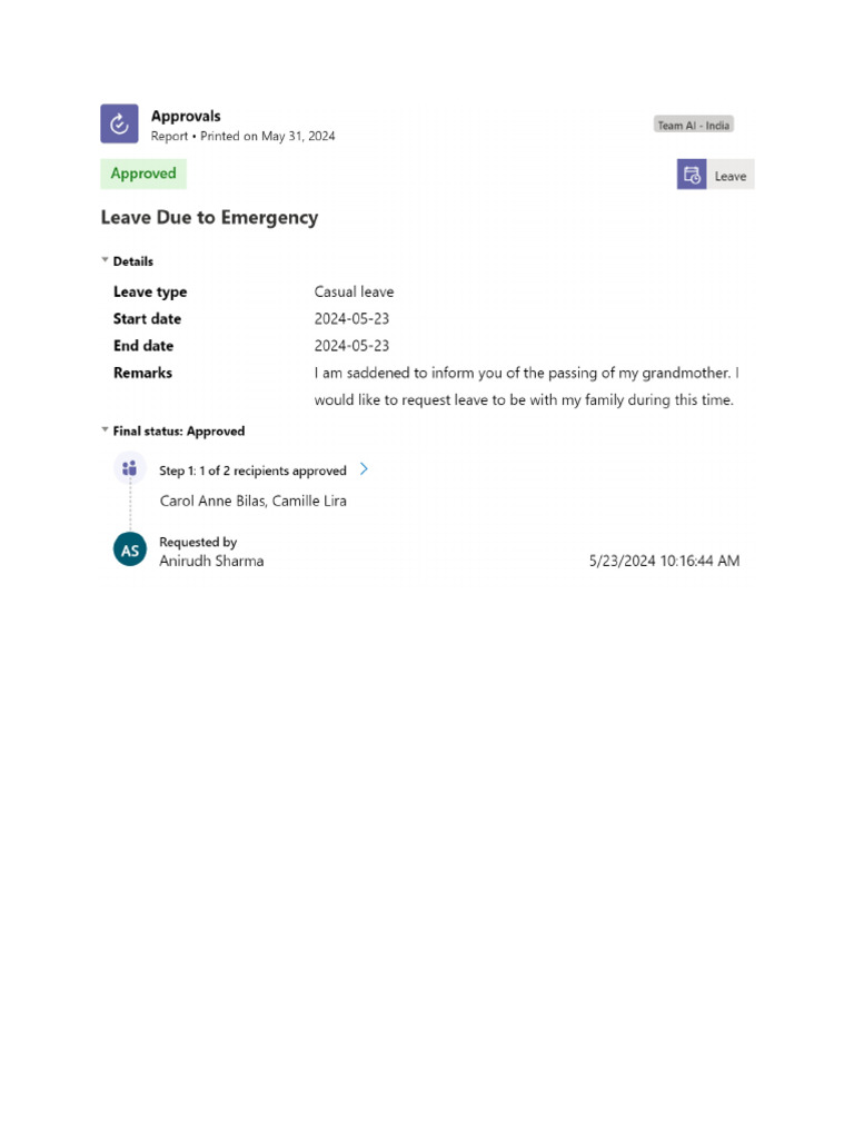 Leave Due To Emergency | PDF