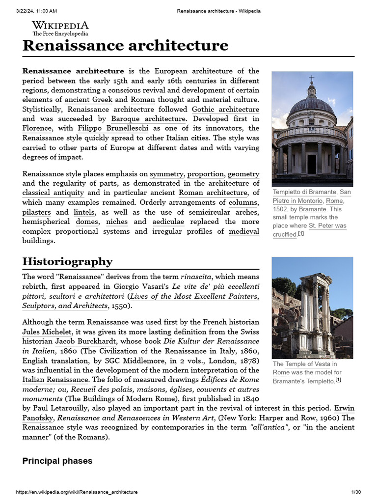 Renaissance Architecture - Wikipedia | PDF | Renaissance | Florence